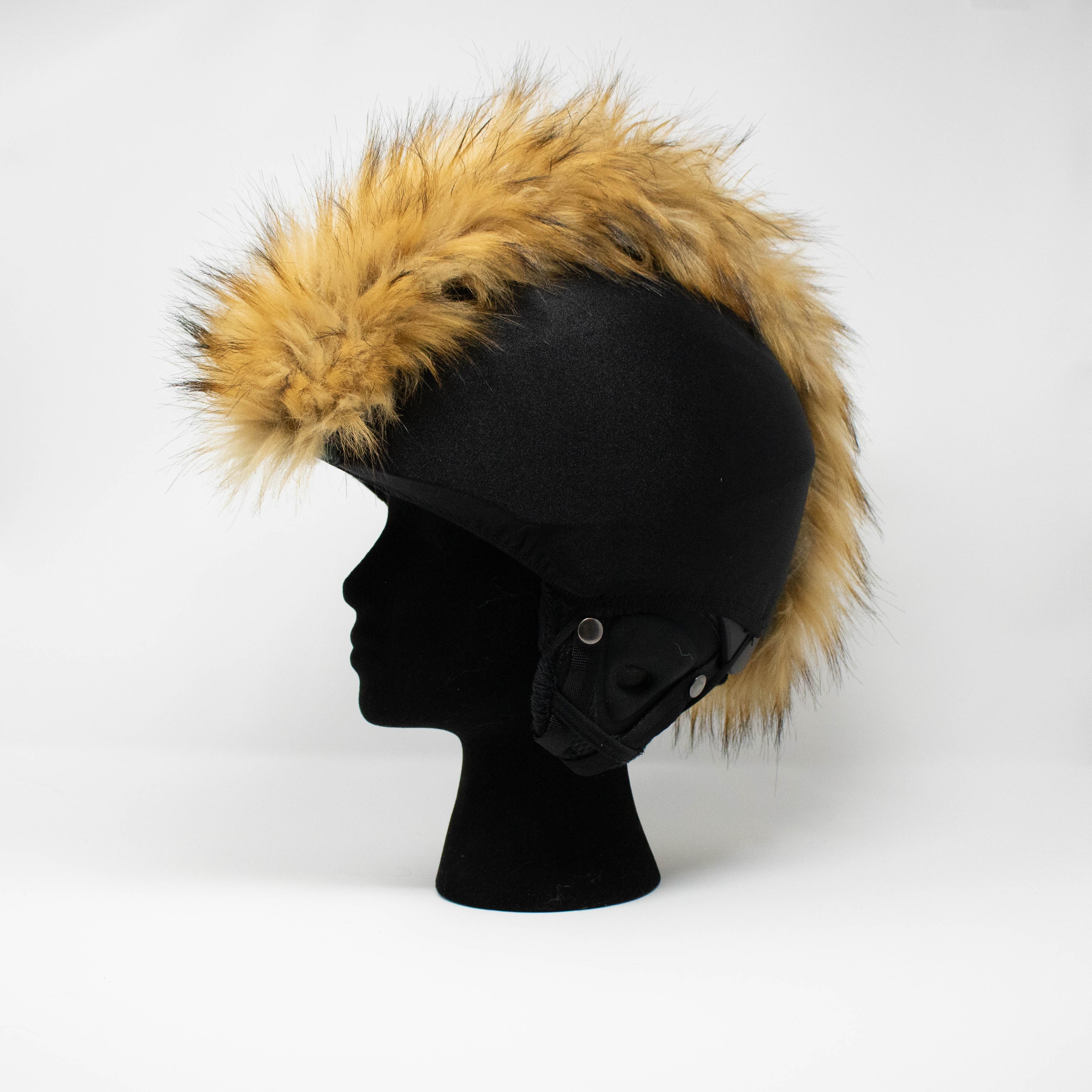 Natural brown fur ski helmet cover Mohawk – Burrfur